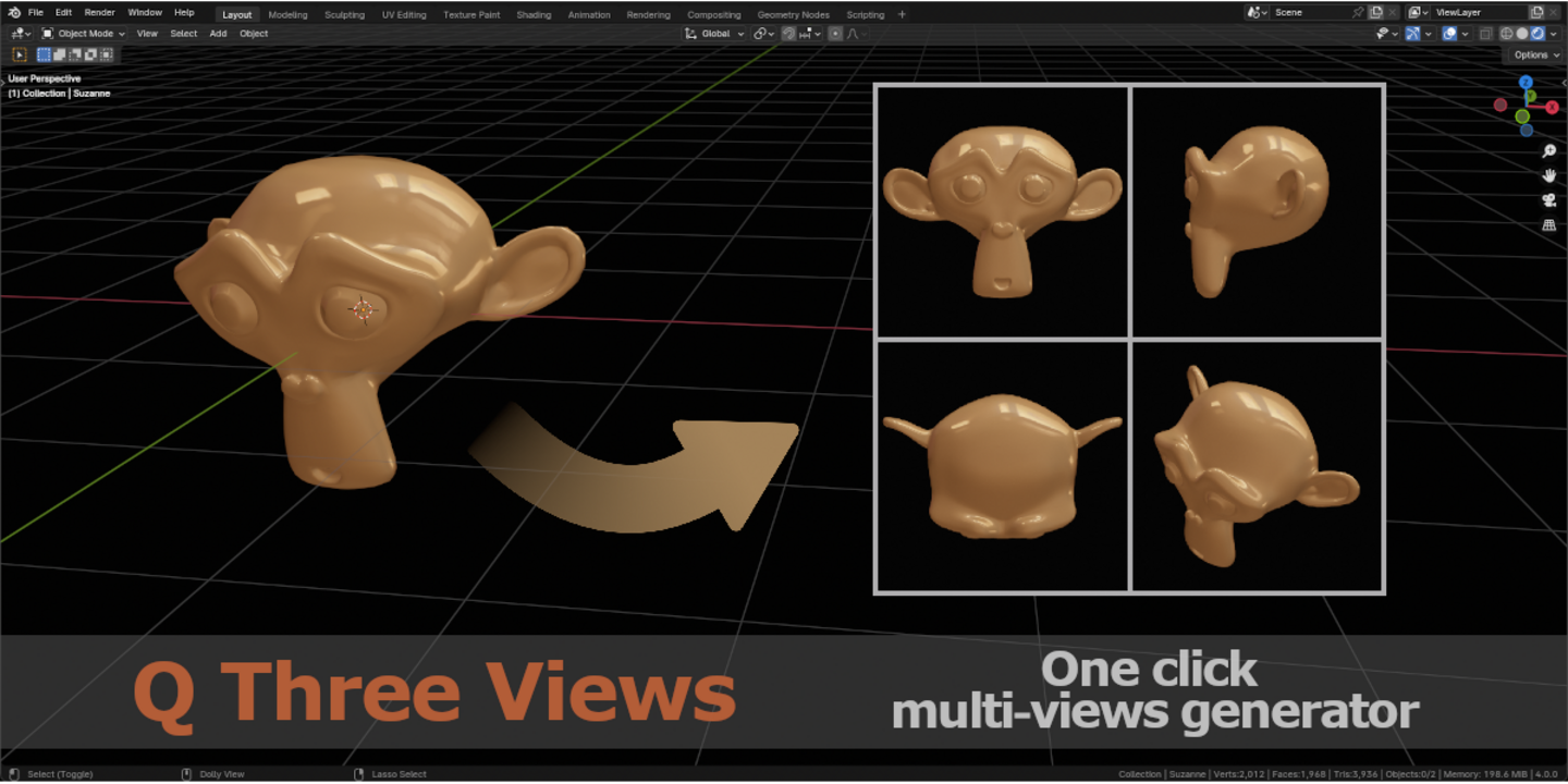 Q Three Views | BlenderNation Bazaar